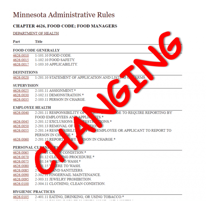 Proposed Changes to the Minnesota Food Code and the Certified Food Manager